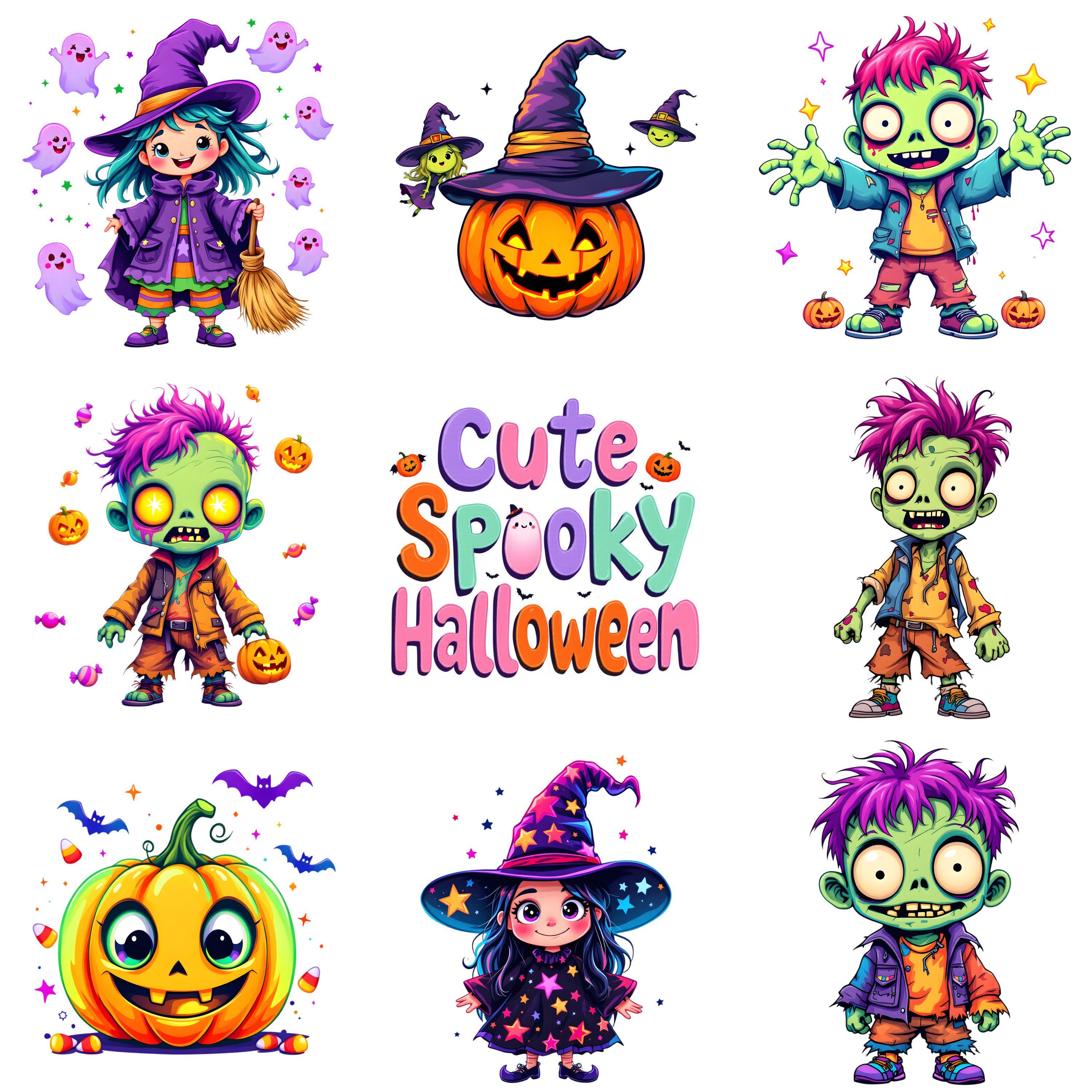 Cute Spooky Halloween Clipart Bundle With 150+ PNG Witches Zombies ...