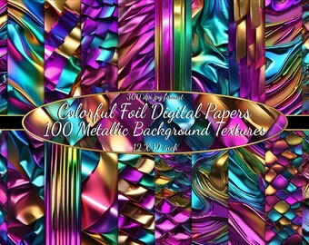 Foil Digital Paper Clipart. Set of 18 JPG Metallic, Foil Backgrounds ...