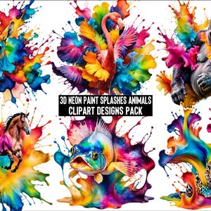 300 Paint Splashes Animal Cliparts Png, Rainbow Colors Splashes Animal ...