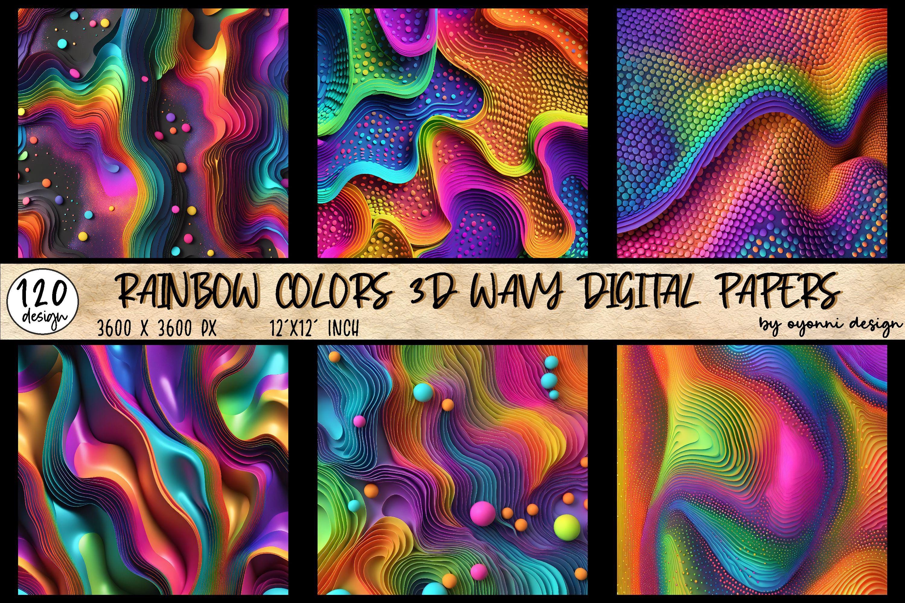 120 Rainbow Colors 3D Abstract Wavy Background Textures ,3D Holographic ...