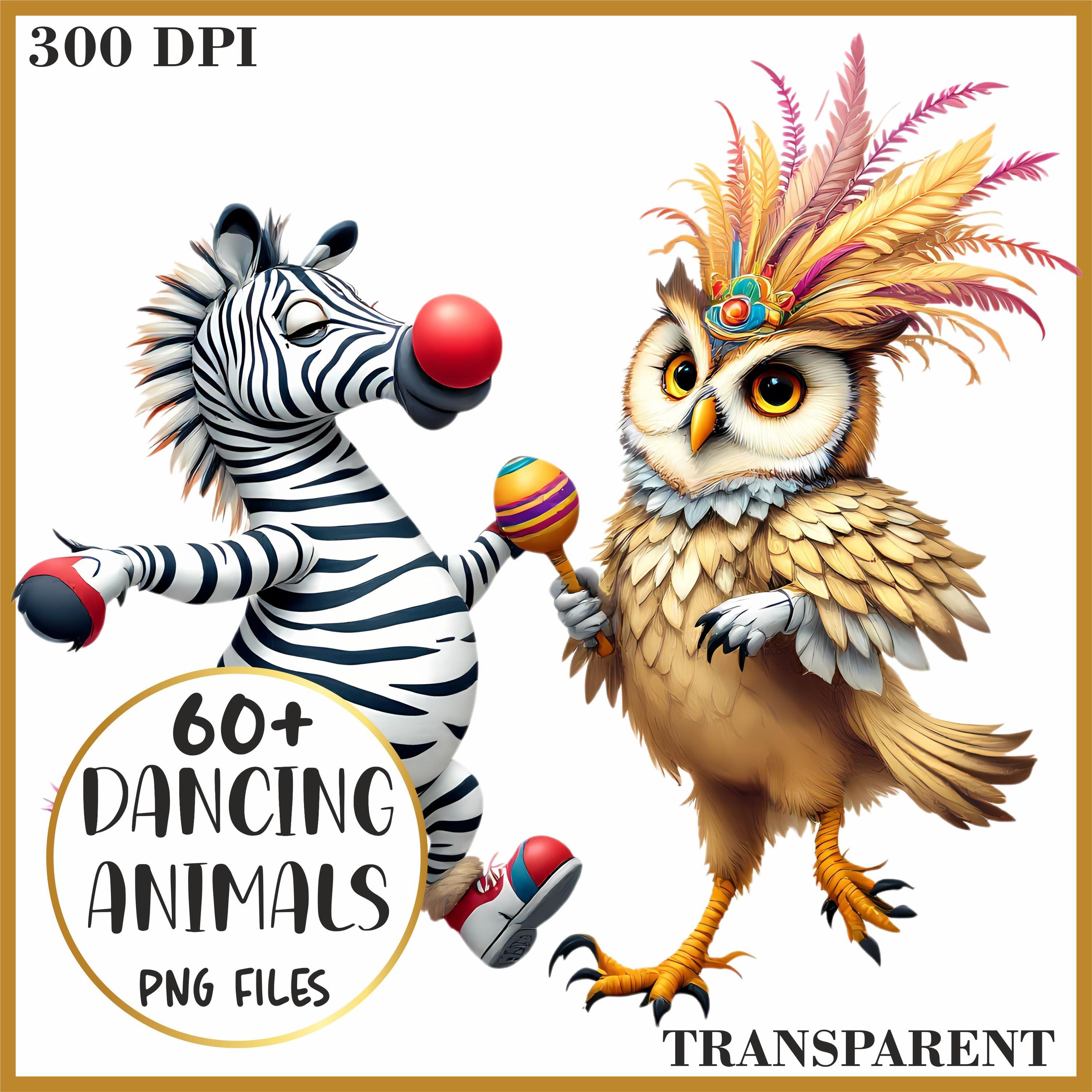 Dancing Animals Clipart: 60+ Funny Cartoon PNG Set (digital Download ...
