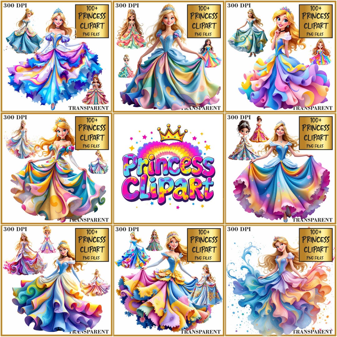 100+ Elegant Princess Clipart With Flower Dress PNG , Princess and ...