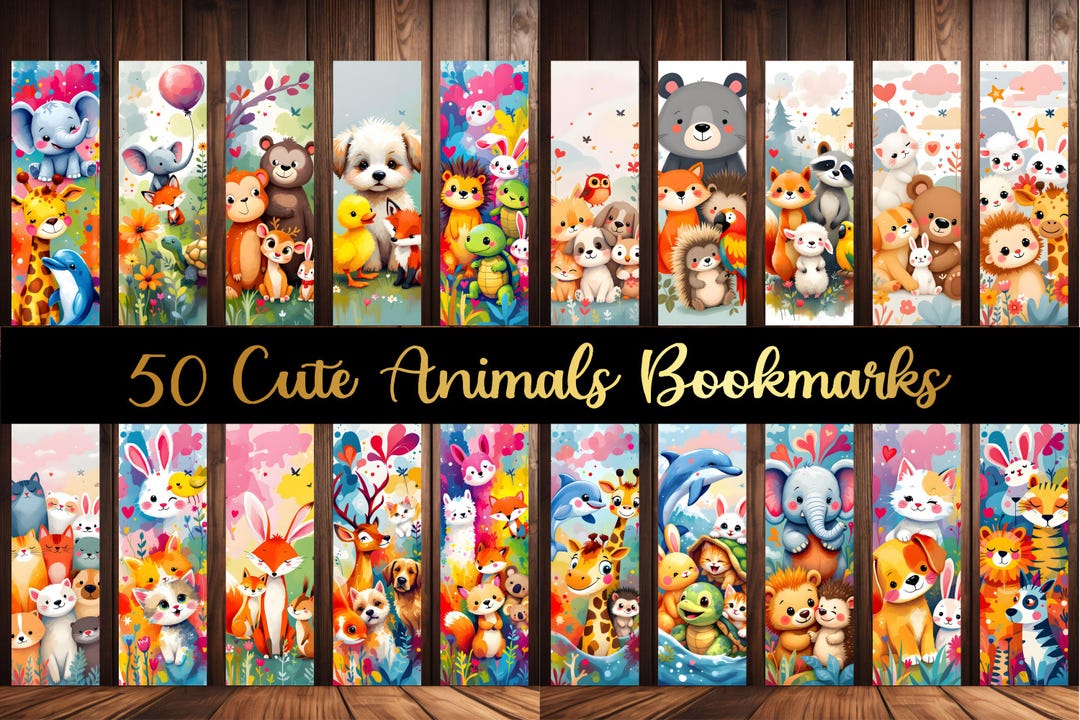 50 Printable Cute Animal Bookmarks Set • Digital Book Markers for Kids ...