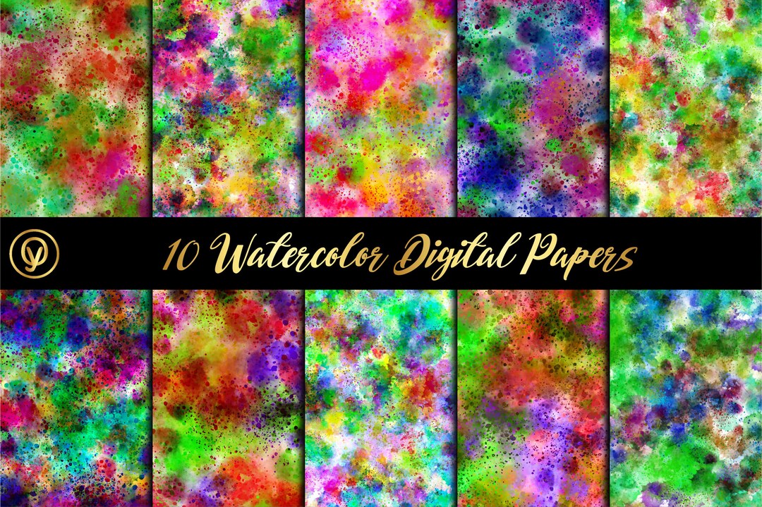 Abstract Watercolor Splash Background Digital Papers Bundle,digital ...