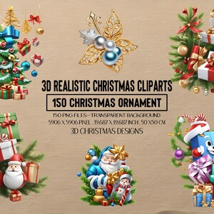 3D Christmas Clipart Bundle: 150 PNG Designs (digital Download) - Etsy