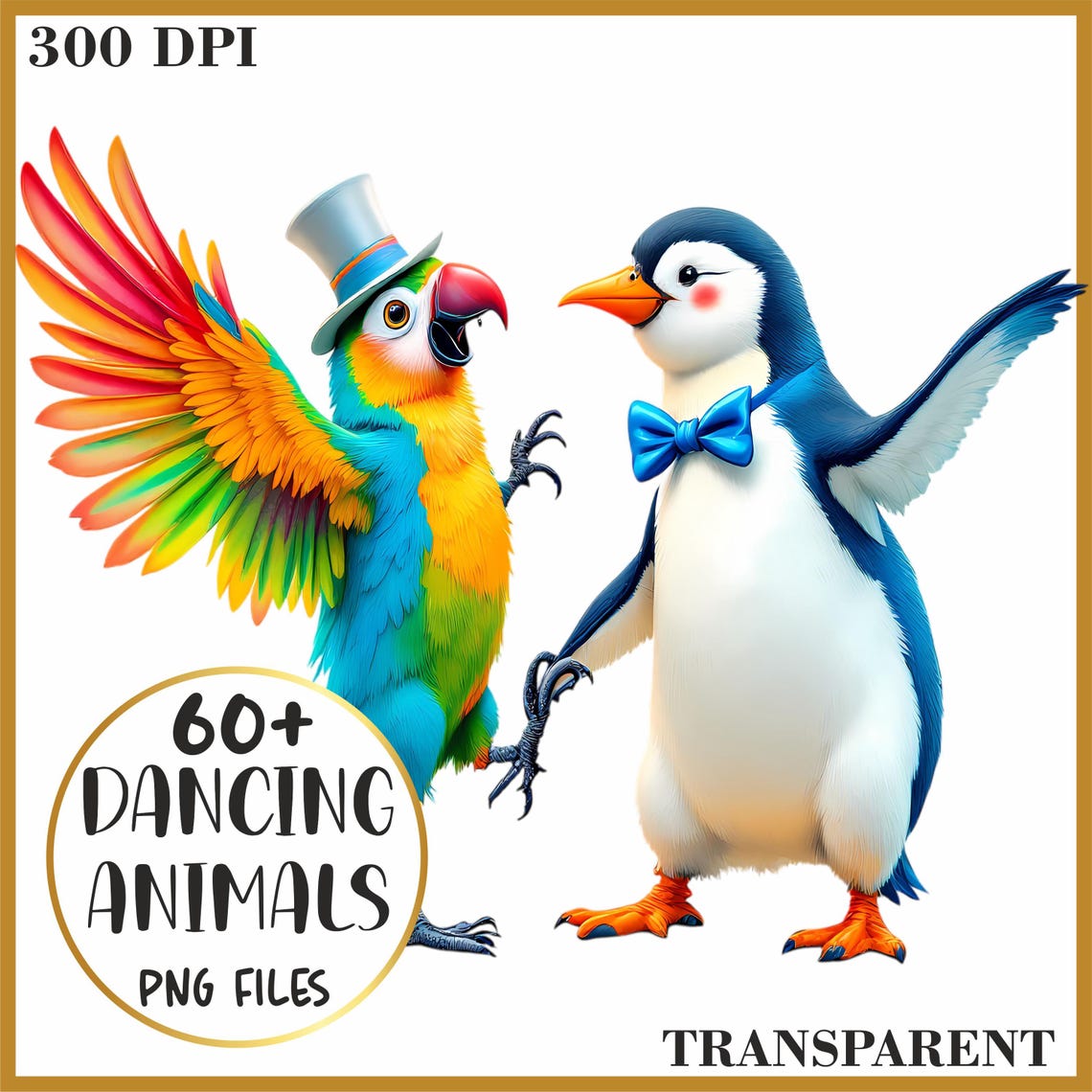 Dancing Animals Clipart: 60+ Funny Cartoon PNG Set (digital Download ...