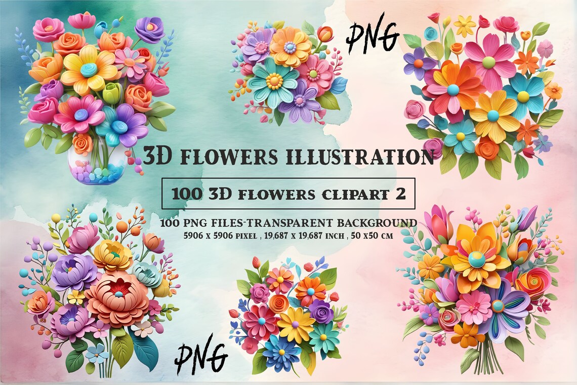 Luxury Floral Clipart Mega Bundle: 440 PNG Flower Graphics (digital ...