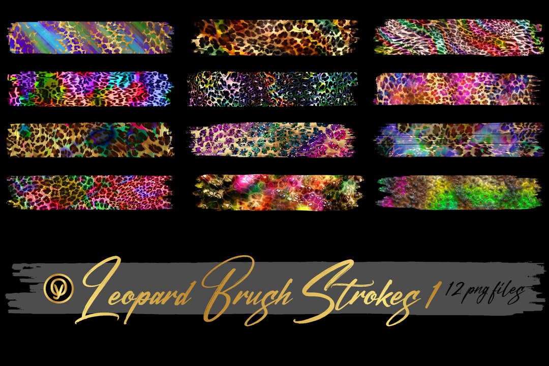 Leopard Paint Brush Stroke Mini Bundle 1. Sublimination Background ...