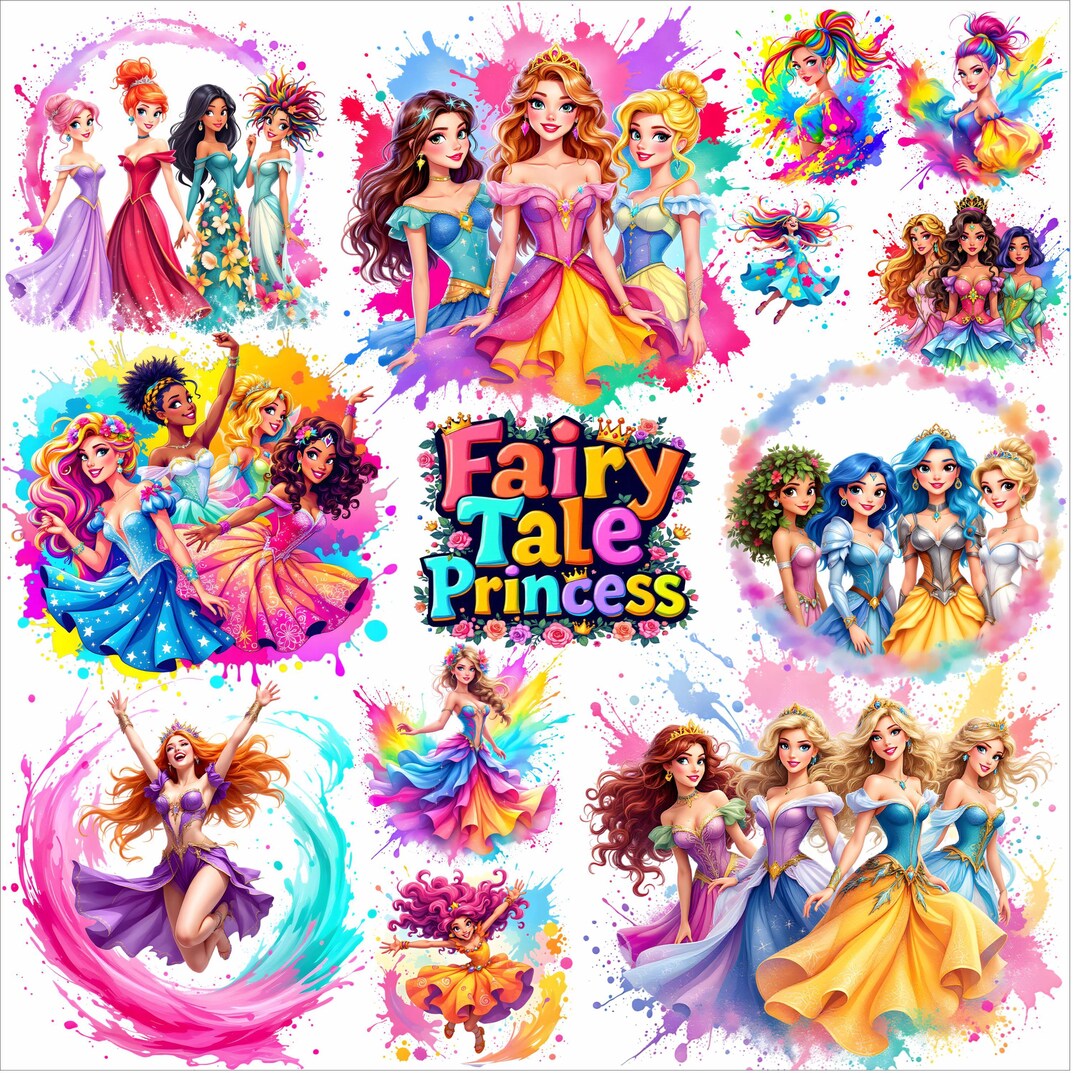 Fairy Tale Princess Clipart Bundle – 100+ Magical Royal Girls PNG for ...