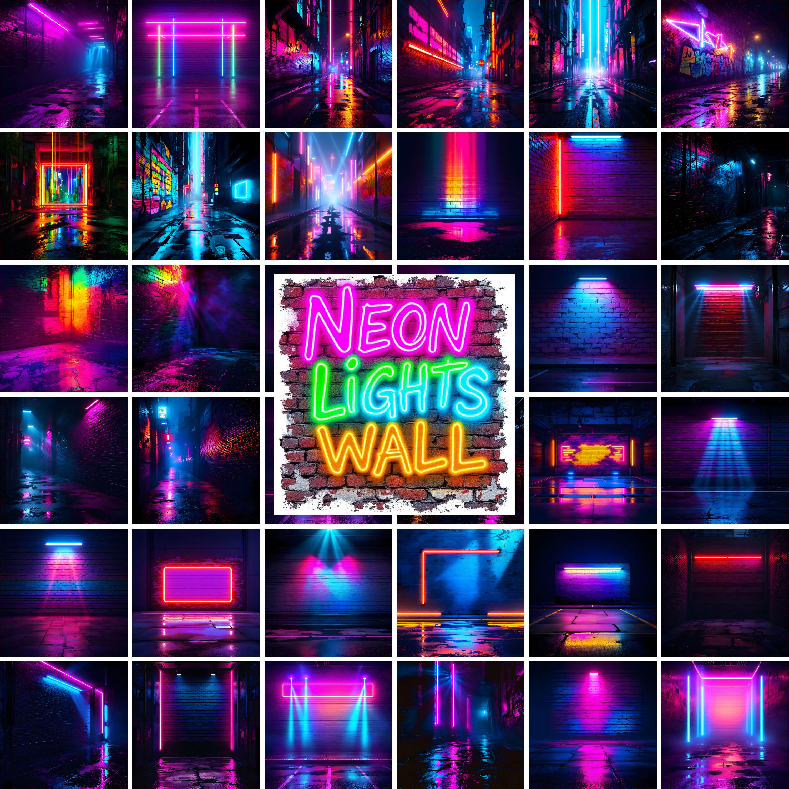 Cyberpunk Neon Wall Texture Pack: 100+ Digital Backdrops (12x12 Inches ...