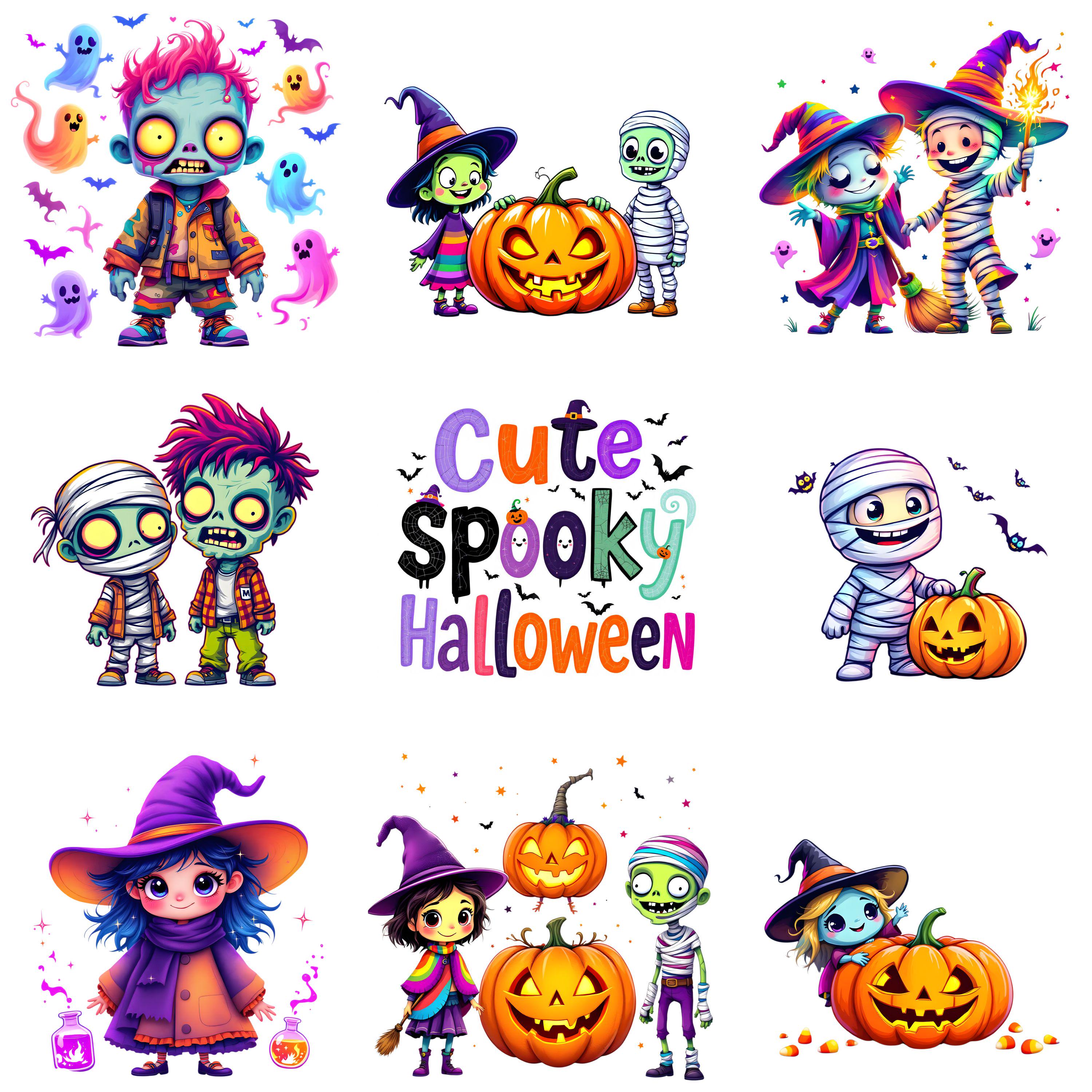 Cute Spooky Halloween Clipart Bundle With 150+ PNG Witches Zombies ...