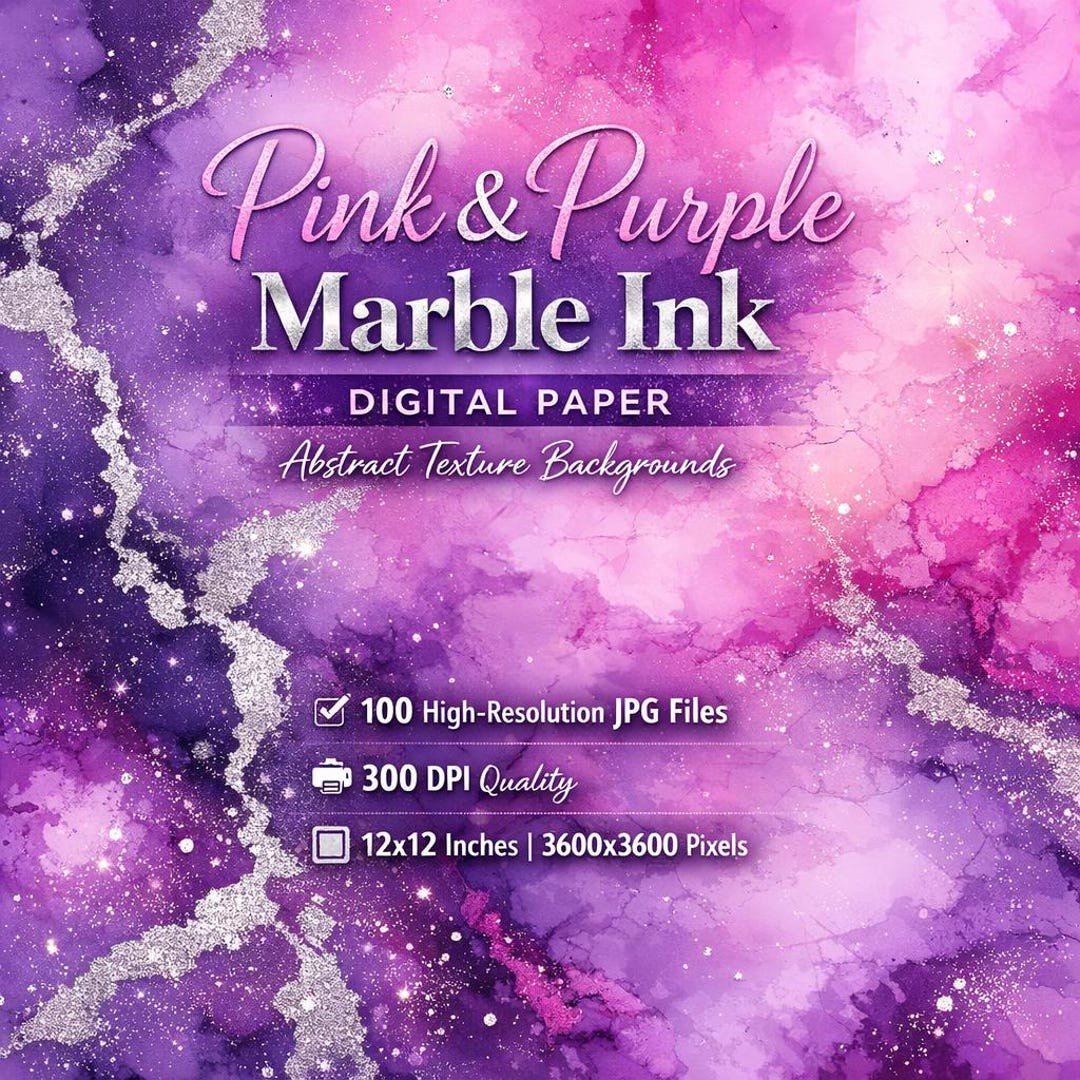 Pink & Purple Marble Ink Digital Paper: Abstract Texture Backgrounds ...