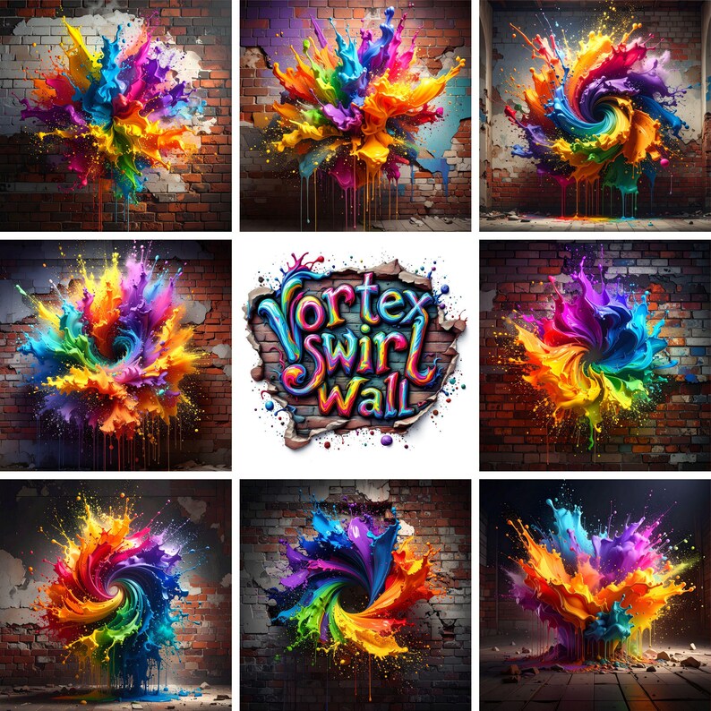 150+ Color Splash Digital Paper Pack, Abstract Vortex Paint Explosion ...