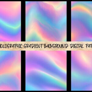 Holographic Soft Watercolor Gradient Digital Papers ,120 Abstract Iridescent Watercolor Textures ...