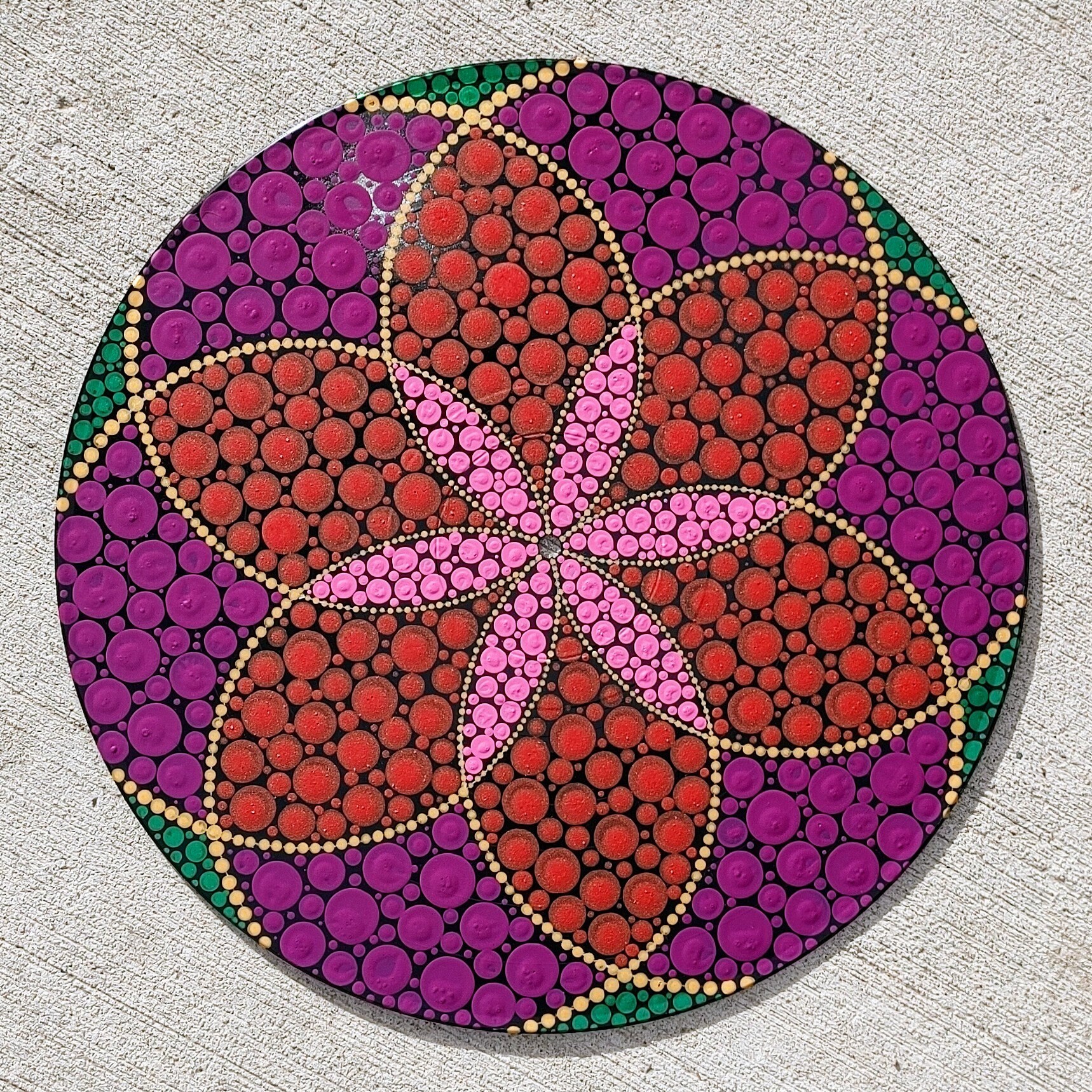 Six-section Mandala Design: Acrylic Painted Dot Art Vinyl Record - Etsy