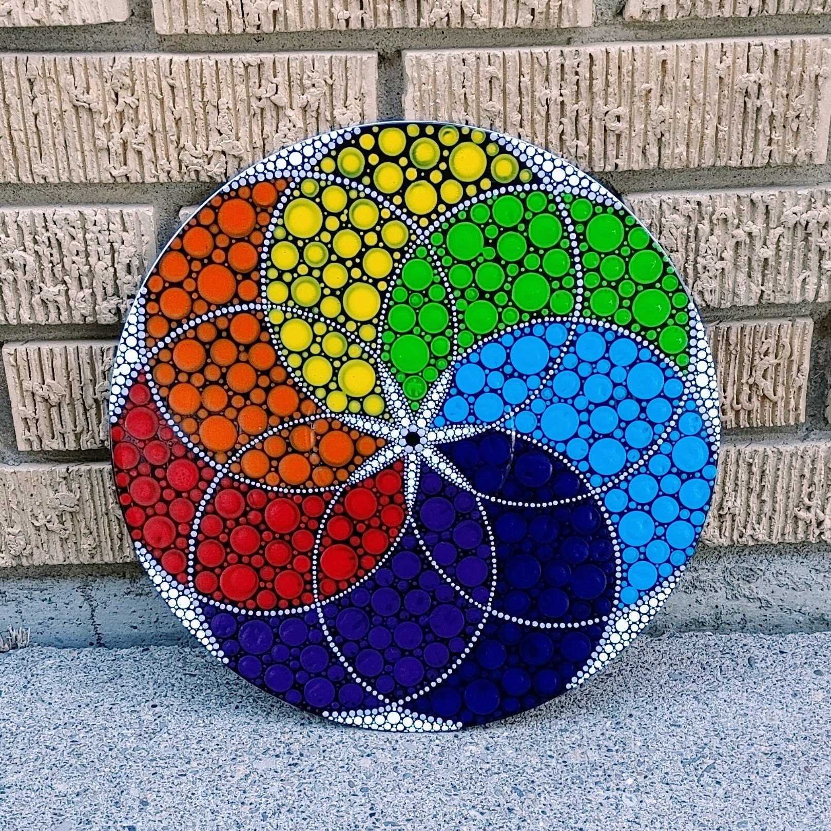 Seven-section Mandala Design: Acrylic Painted Dot Art Vinyl Record - Etsy