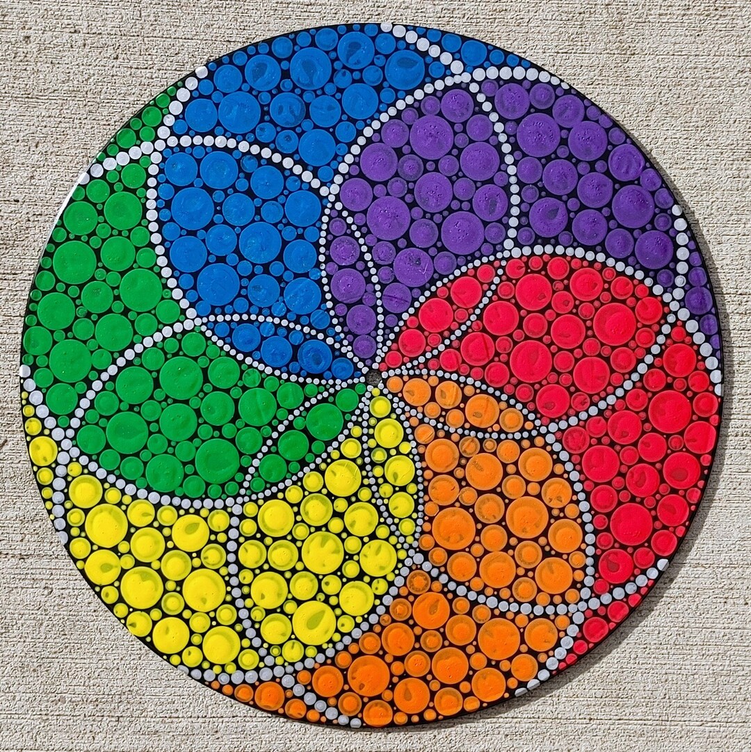 Six-section Mandala Design: Acrylic Painted Dot Art Vinyl Record - Etsy