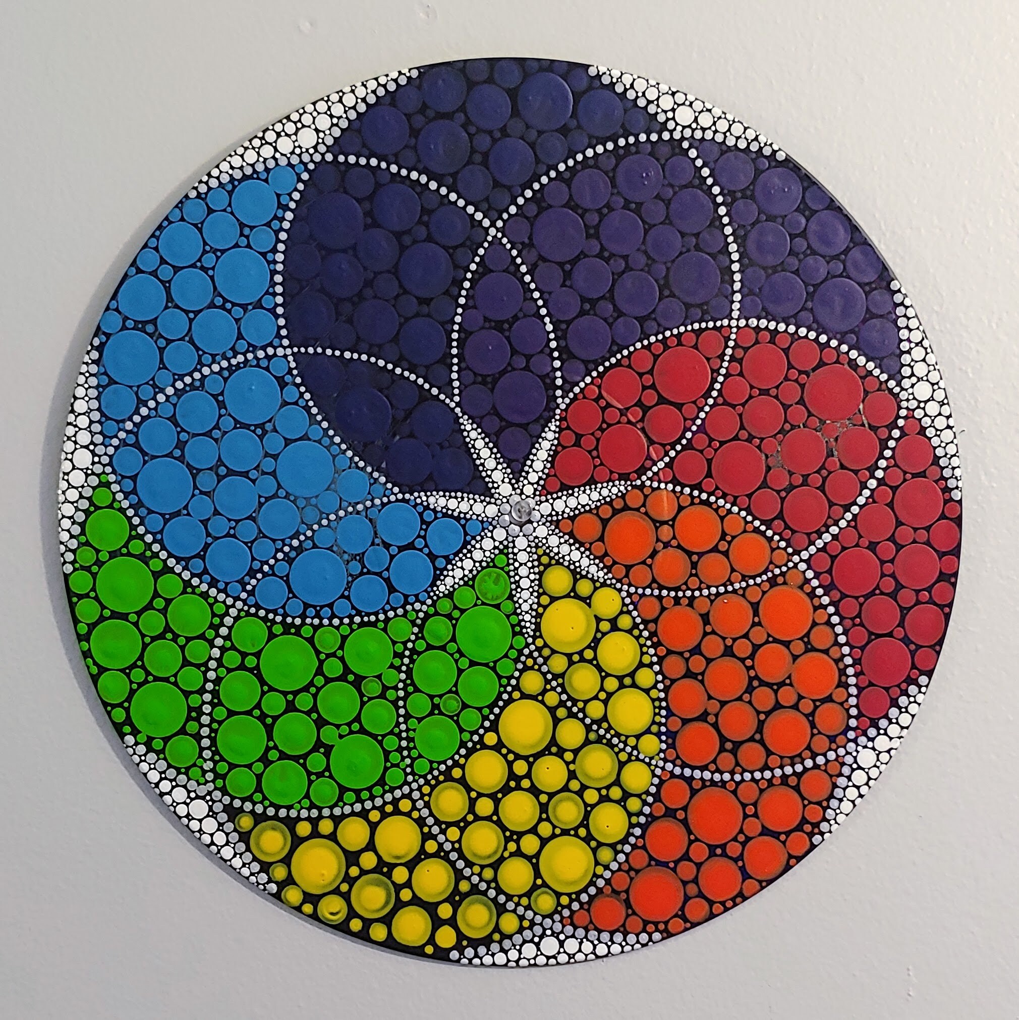 Seven-section Mandala Design: Acrylic Painted Dot Art Vinyl Record - Etsy