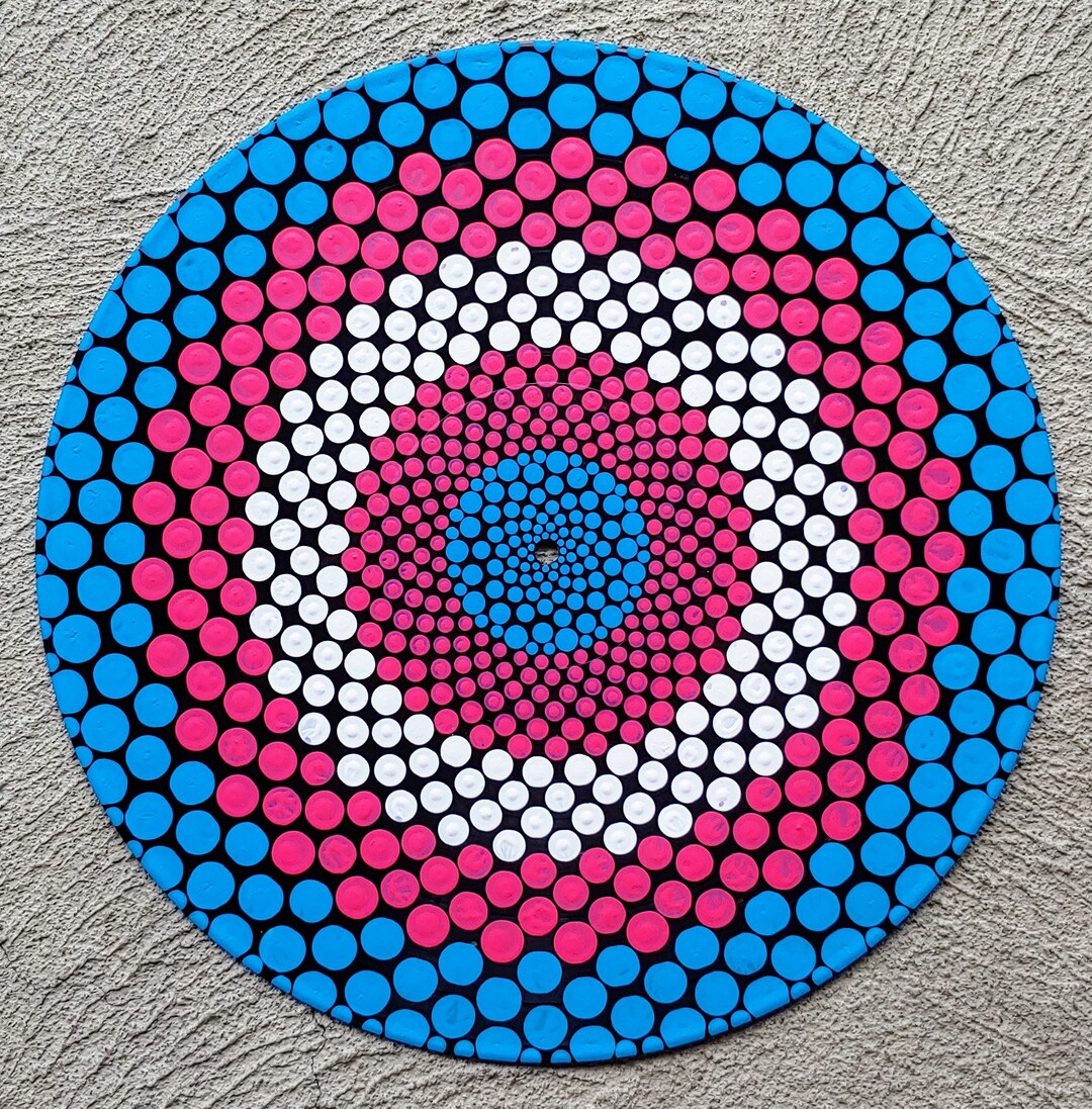 Transgender Pride Flag variation 2: Acrylic Painted Dot Art - Etsy