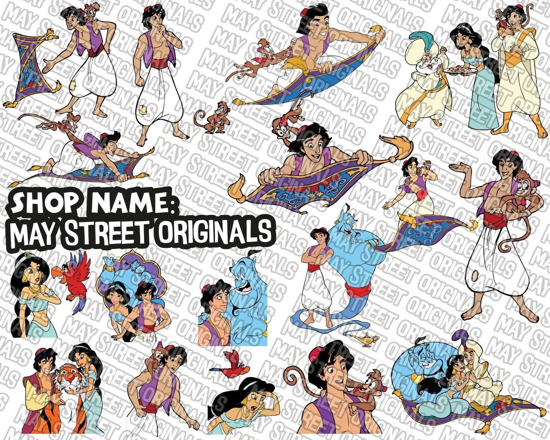 Aladdin Svg, Jasmine Svg, Genie Svg, Iago Svg, Aladdin Cricut, Aladdin ...