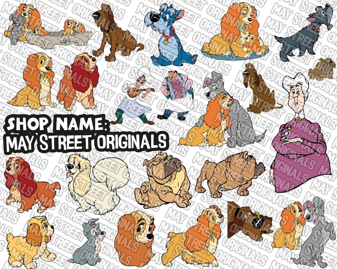 Lady and the Tramp Svg Lady Tramp Svg Tramp Svg Lady Svg - Etsy