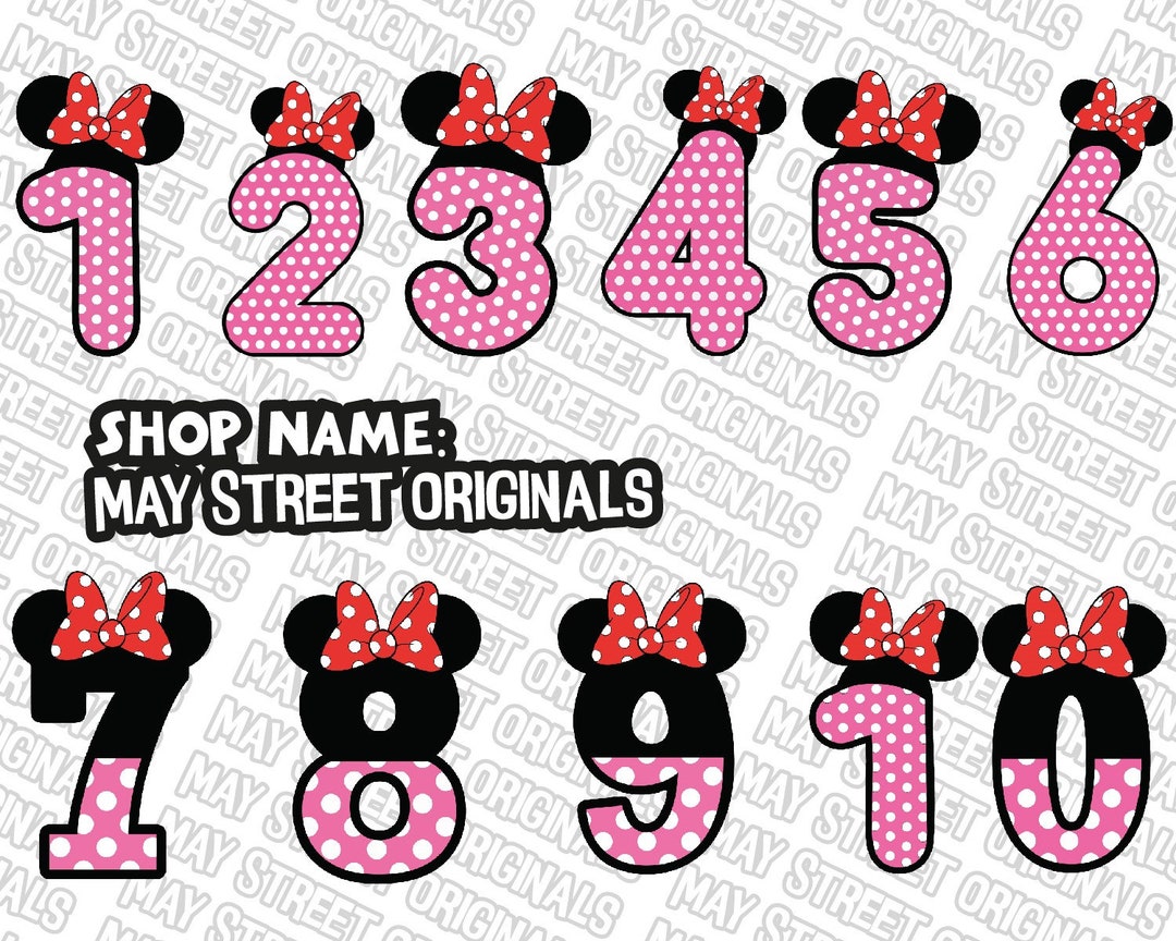 Minniee Numbers Svg, Birthday Numbers Svg, Minniee Birthday Numbers ...