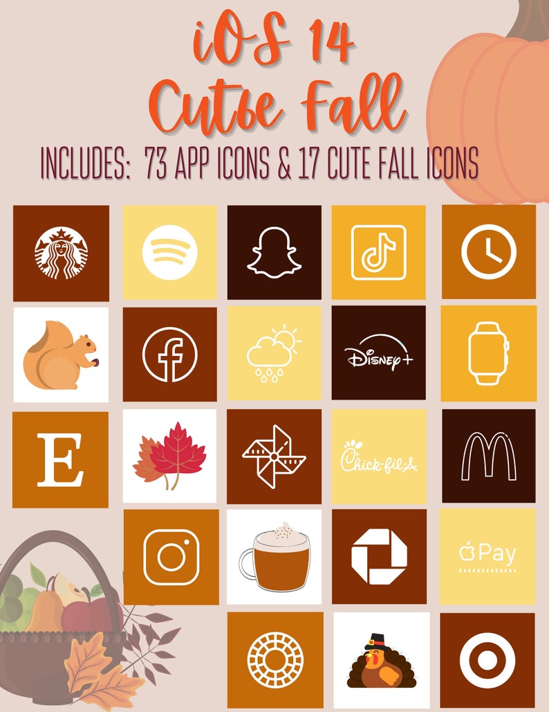 Fall Autumn Ios 14 App Icon Pack Aesthetic iPhone Home - Etsy