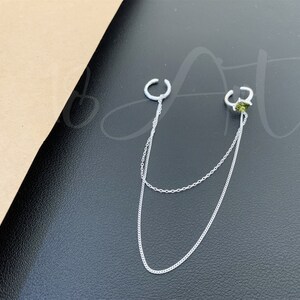 Double Hoops Long Chain Earrings, Fake Piercing Ear Cuff,sterling ...