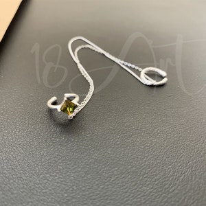 Double Hoops Long Chain Earrings, Fake Piercing Ear Cuff,sterling ...