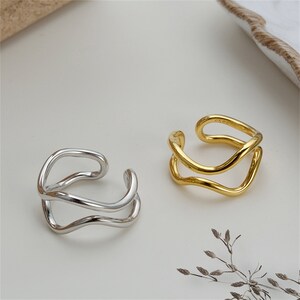 Sterling Silve Wavy Ring double Band Ringtwo Layer Open Ring - Etsy