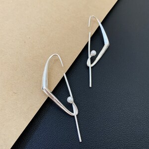 Geometric Sterling Silver Modern Minimalist Earrings,gold Dangle ...