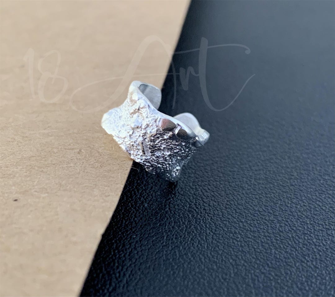 Hammered Ear Cuff With Sterling Silver,textured No Piercing Earring ...