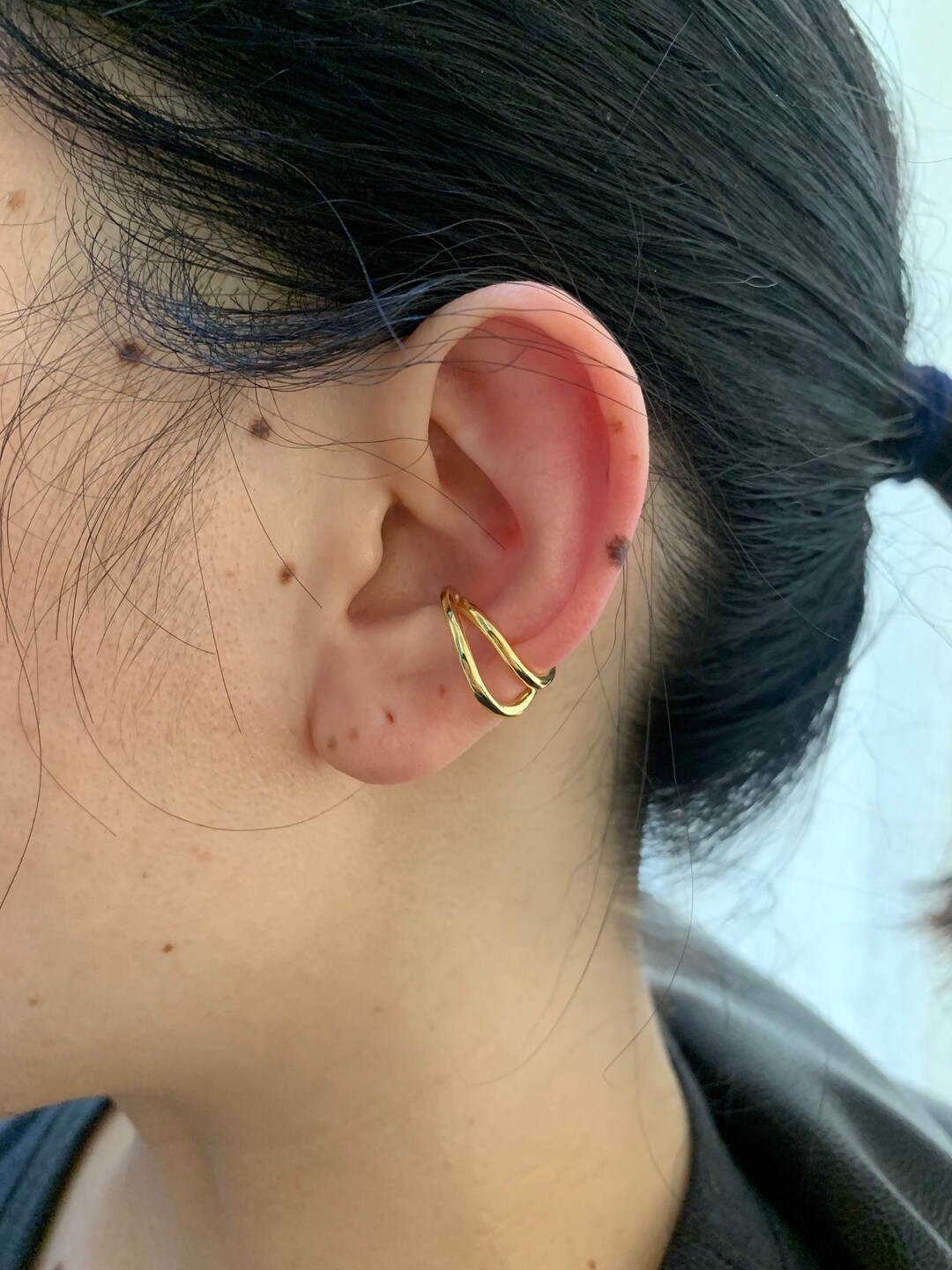 Silver Ear Wrap,double Lined Ear Cuff,no Piercing,helix Cuff,conch Ear ...