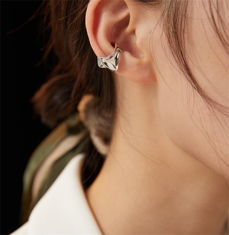 Chunky Ear Cuffsilver Ear Cuff Sterling Conch Earringsgold - Etsy