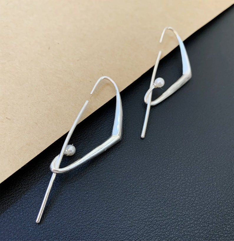 Geometric Sterling Silver Modern Minimalist Earrings,gold Dangle ...