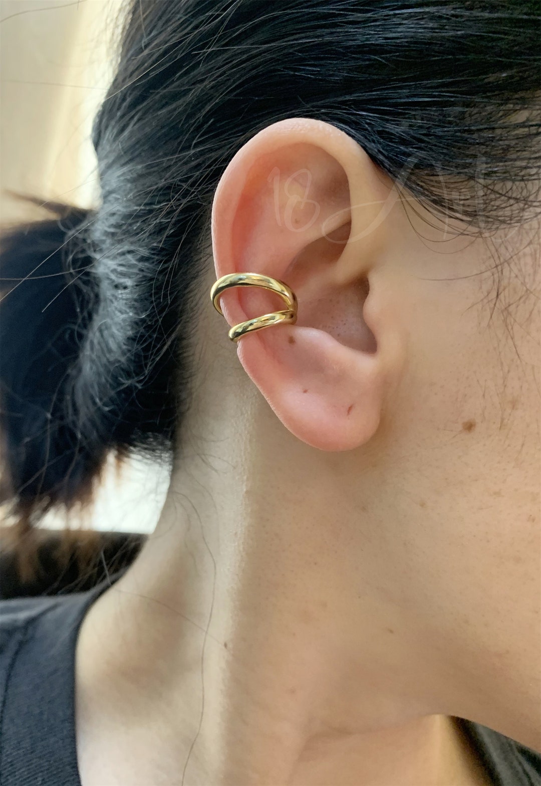 Double Ear Cuff,silver Ear Cuff Earrings,no Piercing Cartilage Earring ...