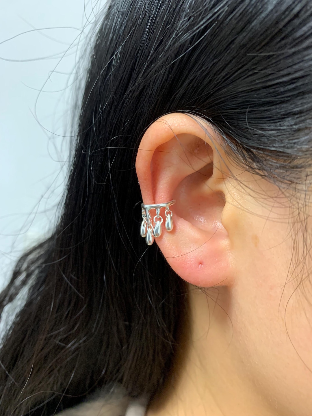 Silver Tear Drop Ear Cuff No Piercing,tasse Cartilage Conch Earring for ...