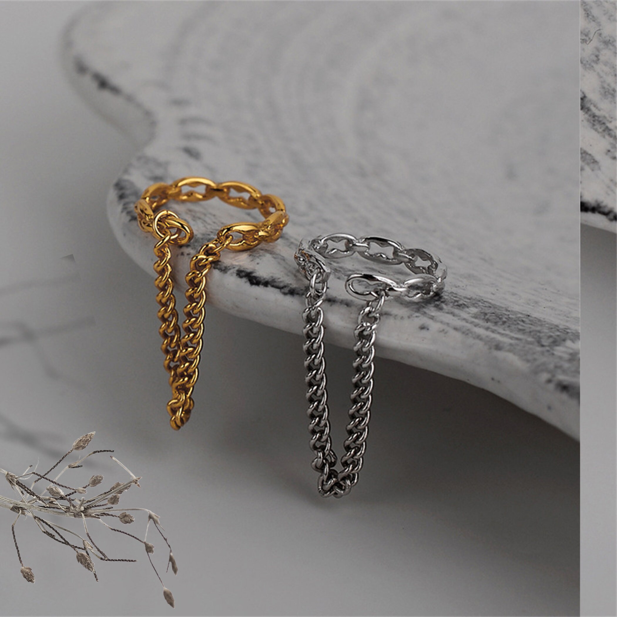 Setling Silver Chain Ear Cuff ,no Piercing Ear Cuff,gold Plated Ear Cuff,conch Ear Cuff ...