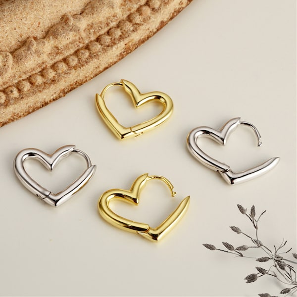 Heart Huggie Earrings - Etsy