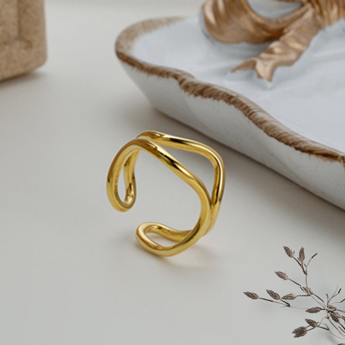 Sterling Silve Wavy Ring double Band Ringtwo Layer Open Ring - Etsy