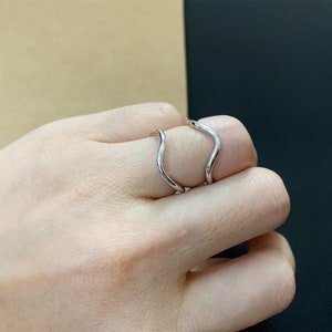 Sterling Silve Wavy Ring ,double Band Ring,two Layer Open Ring ...