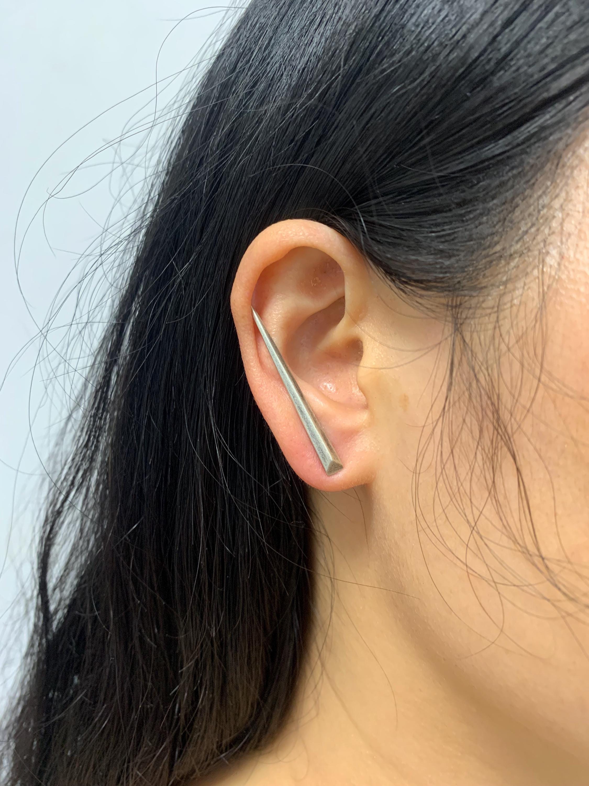 Sterling Silver Long Ear Climbers,line Ear Crawler, Bar Ear Climber ...