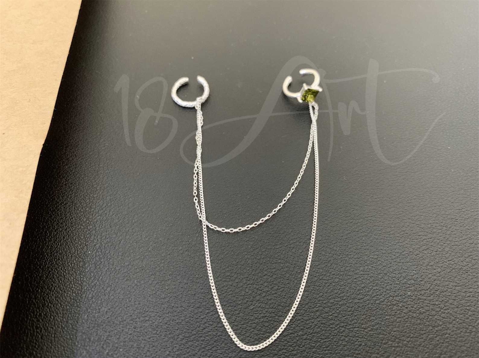 Double Hoops Long Chain Earrings, Fake Piercing Ear Cuff,sterling ...