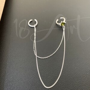 Double Hoops Long Chain Earrings, Fake Piercing Ear Cuff,sterling ...