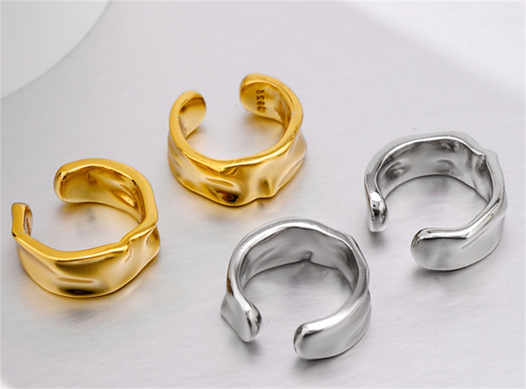 Chunky Sterling Silver Ear Cuff Texture Ear Cuff ear Cuff No - Etsy