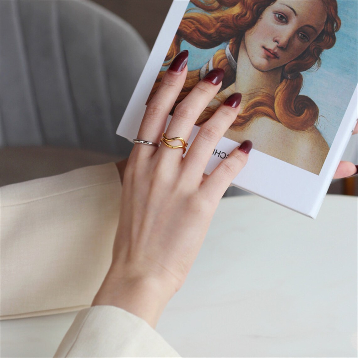 Sterling Silve Wavy Ring double Band Ringtwo Layer Open Ring - Etsy