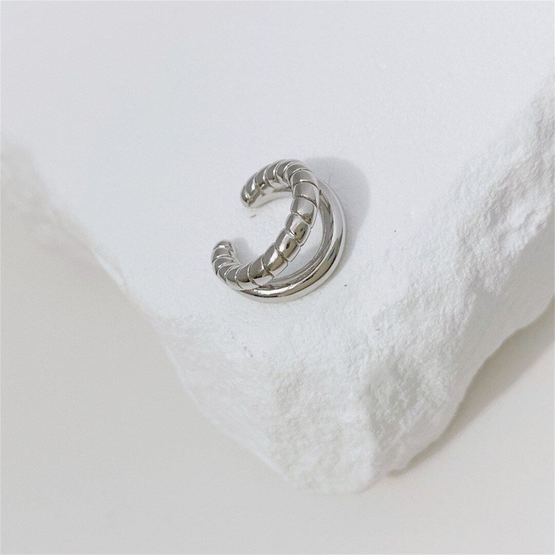 Sterling Silver Twist Ear Cuff, Double Cuff Earring,ear Cuff No ...