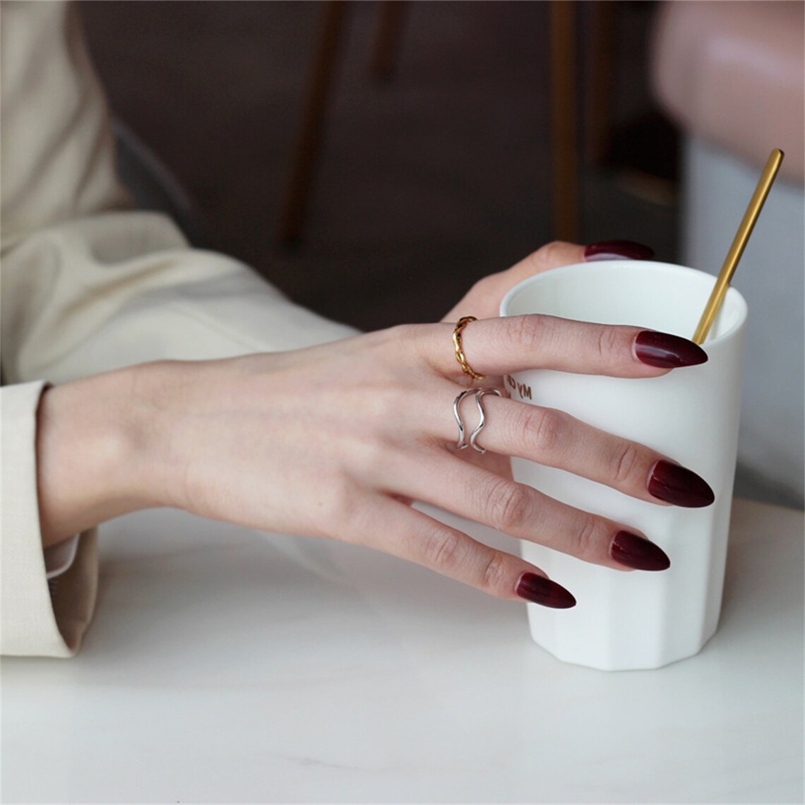 Sterling Silve Wavy Ring double Band Ringtwo Layer Open Ring - Etsy