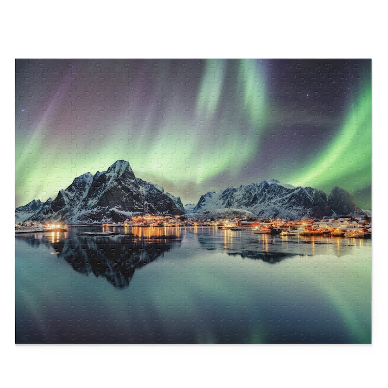 Aurora Borealis Jigsaw Puzzle Lofoten Norway Puzzle Northern Lights ...