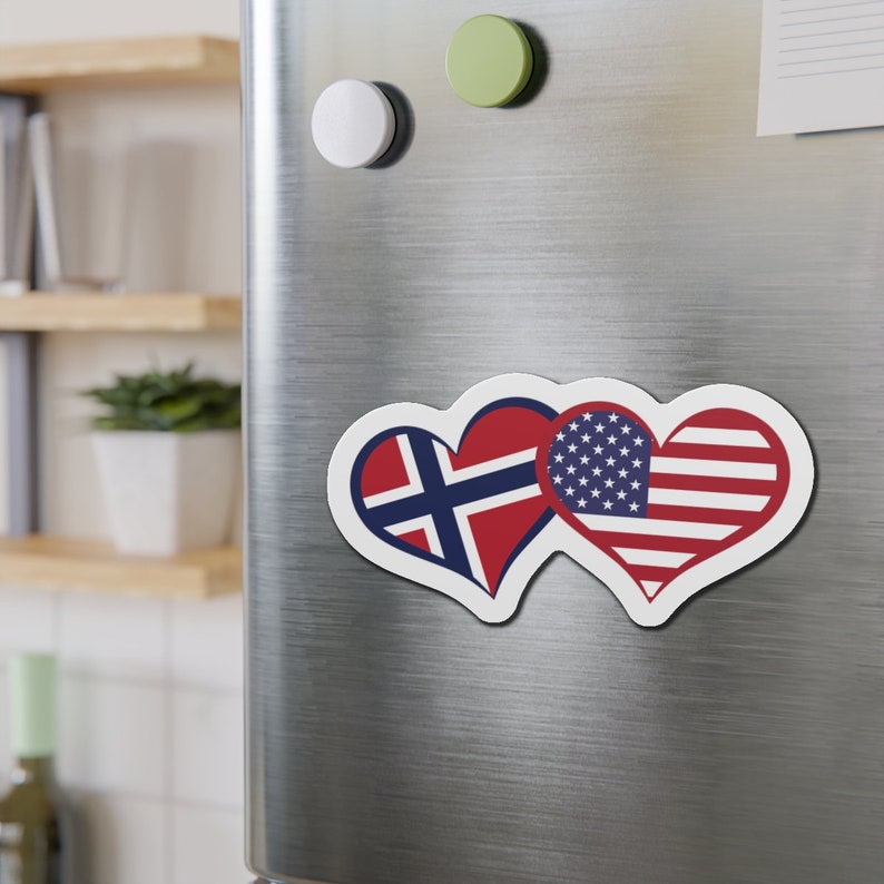Norwegian American Flag Hearts Magnet Norway Flag Norwegian Magnet ...